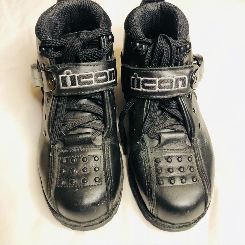Icon Super Duty Black Leather Motorcycle Boots - Gem